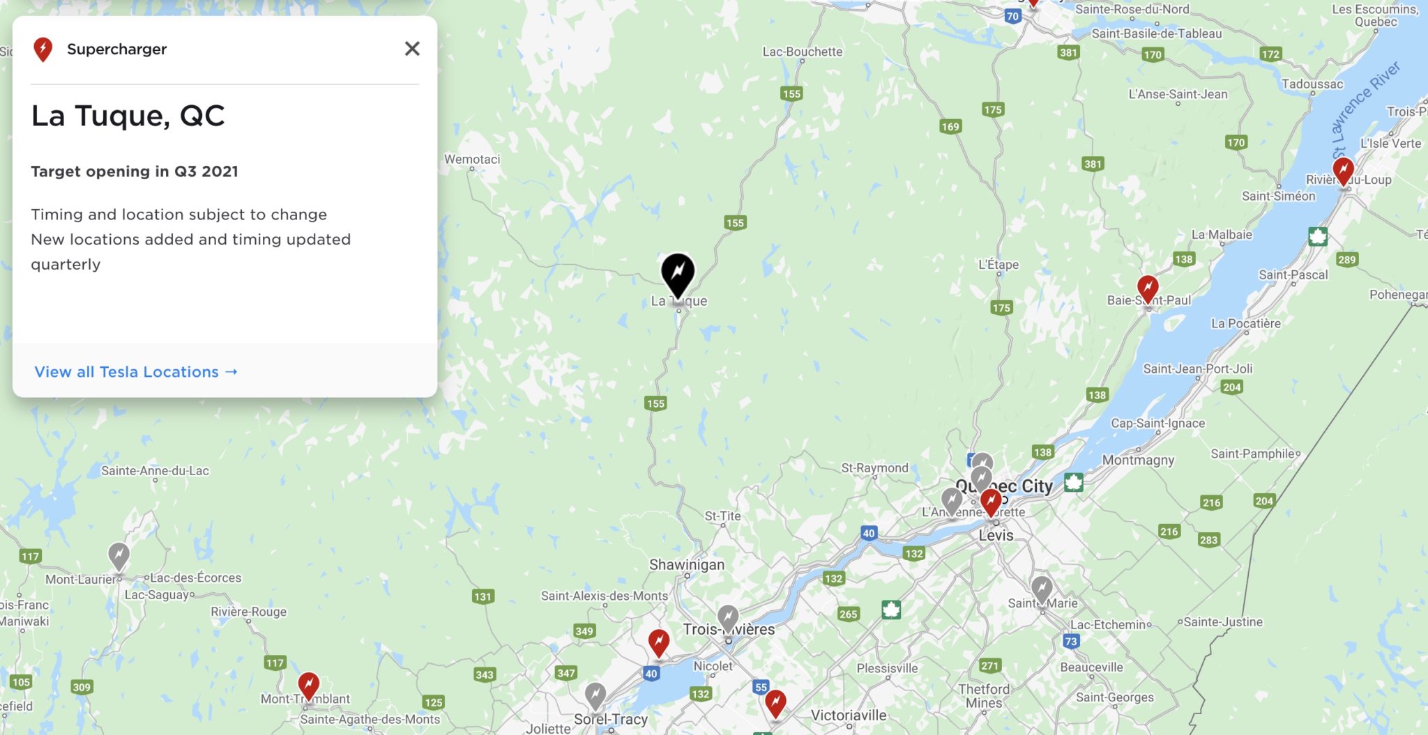 Tesla’s 2021 SuperCharger Map with New Locations and Timelines